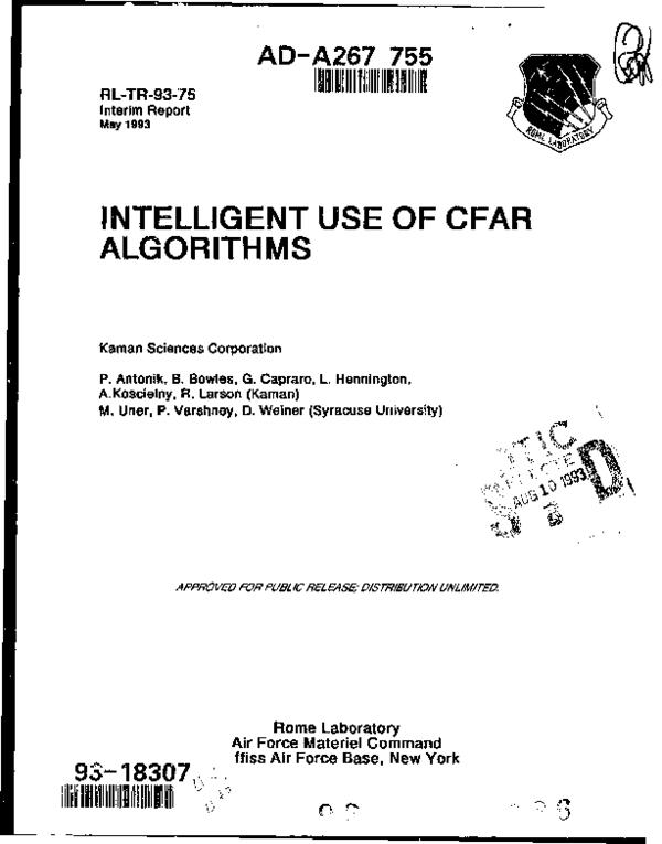 (PDF) Intelligent use of CFAR algorithms