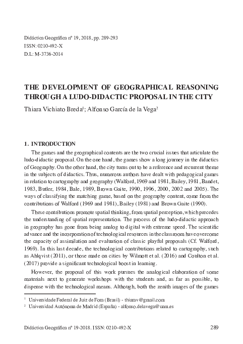 (PDF) The development of geographical reasoning through a ludo-didactic ...