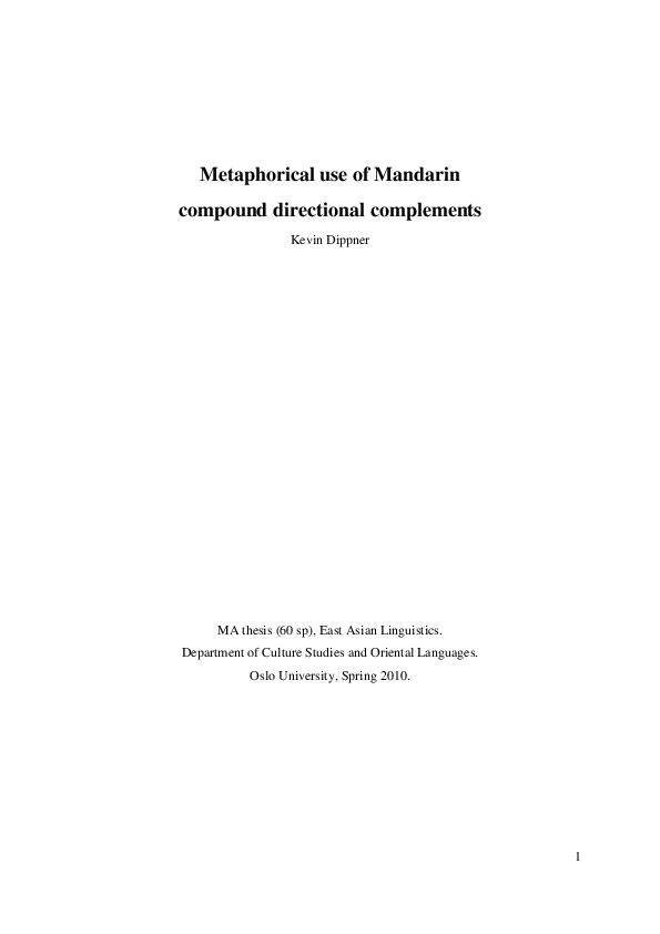 (PDF) Metaphorical use of Mandarin compound directional complements