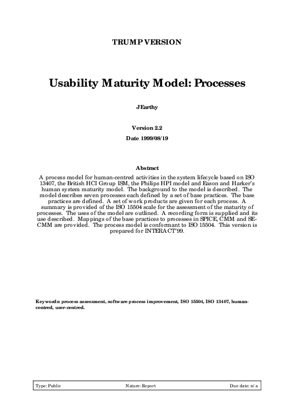 (PDF) Usability Maturity Model: Processes