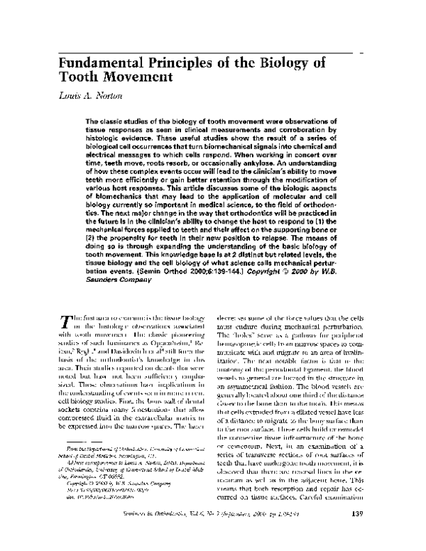 (PDF) Fundamental principles of the biology of tooth movement
