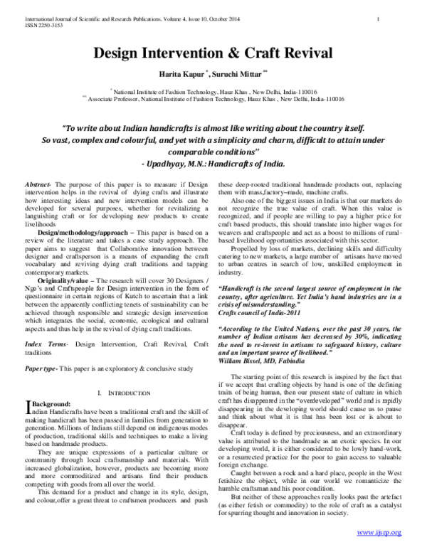 (PDF) Design Intervention & Craft Revival