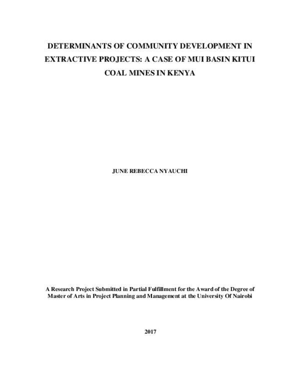 (PDF) Determinants Of Community Development In Extractive Projects: A ...