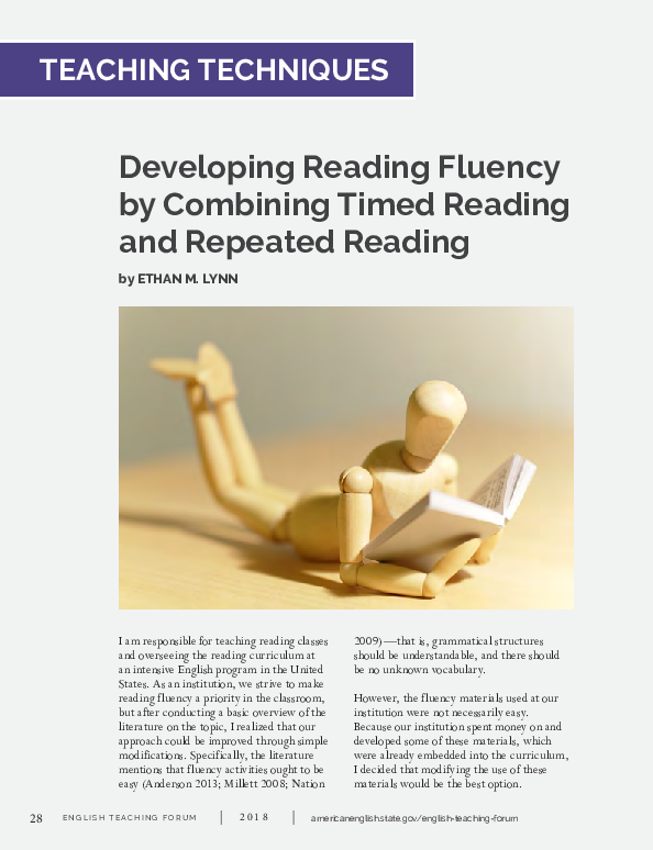 (PDF) Developing Reading Fluency by Combining Timed Reading and Repeated Reading