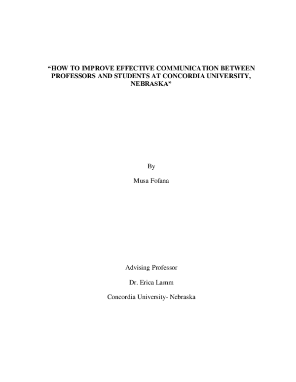 (PDF) How to Improve Effective Communication Between Professors and ...