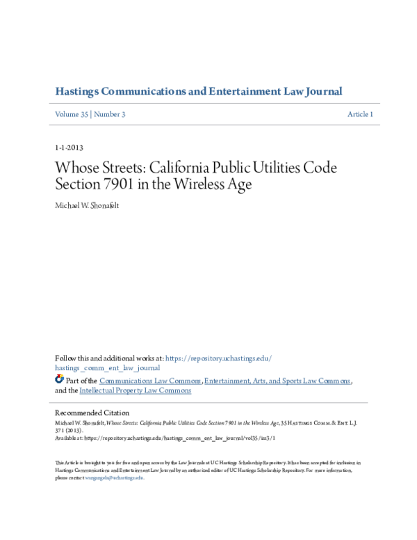 (PDF) Whose Streets: California Public Utilities Code Section 7901 in ...
