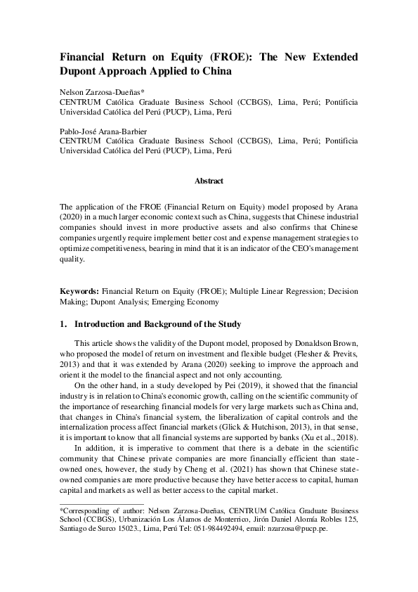 (PDF) Financial Return on Equity (FROE): The New Extended Dupont ...