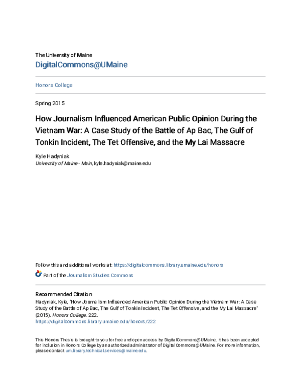 (PDF) How Journalism Influenced American Public Opinion During the ...