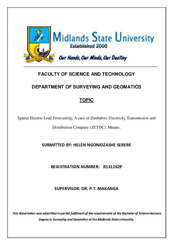 Pdf Spatial Electric Load Forecasting A Case Of Zimbabwe Electricity Transmission And