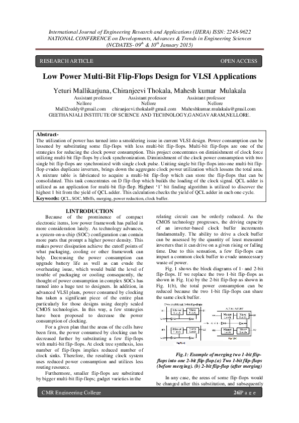 (PDF) Low Power Multi-Bit Flip-Flops Design for VLSI Applications