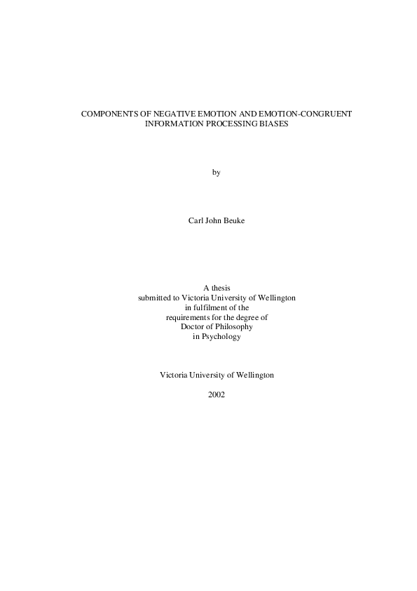 (PDF) Components of Negative Emotion and Emotion-Congruent Information ...