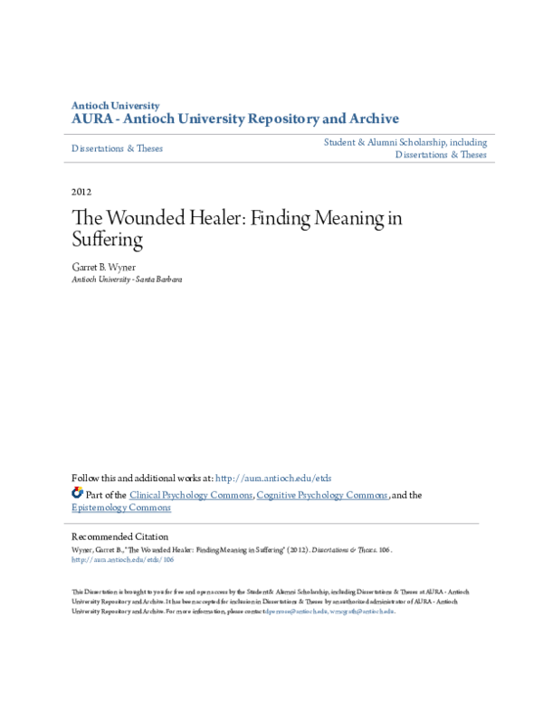 (PDF) The wounded healer: Finding meaning in suffering | Garret Wyner ...
