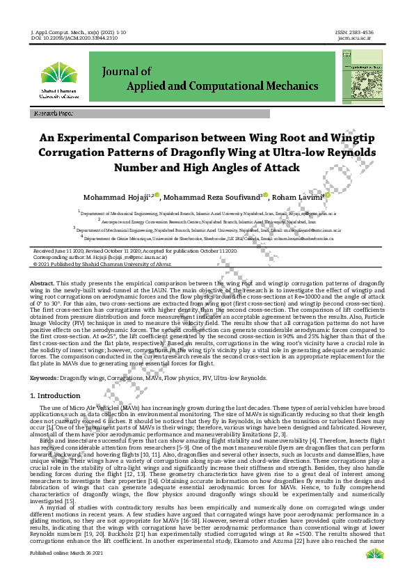 (PDF) An Experimental Comparison between Wing Root and Wingtip ...