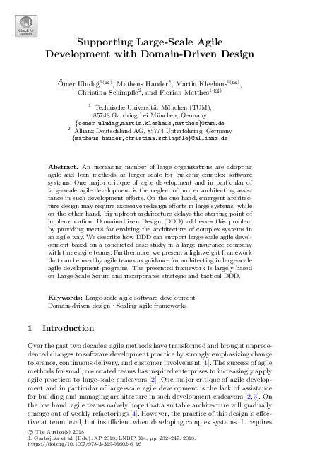 (PDF) Supporting Large-Scale Agile Development with Domain-Driven Design