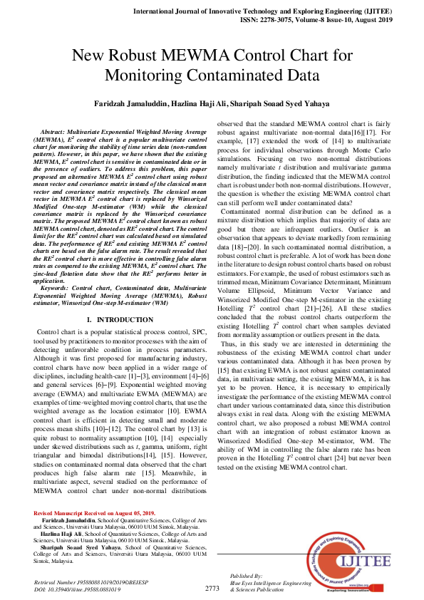 (PDF) New Robust MEWMA Control Chart for Monitoring Contaminated Data