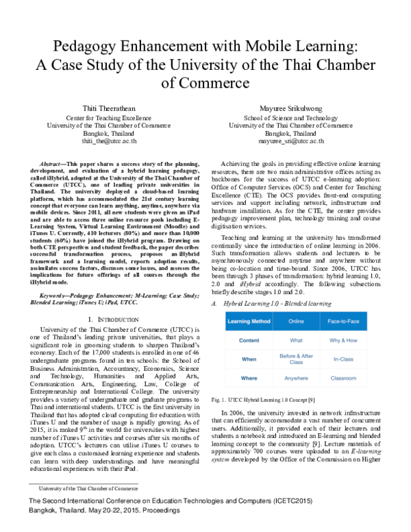 (PDF) Pedagogy Enhancement with Mobile Learning : A Case Study of the University of the Thai ...