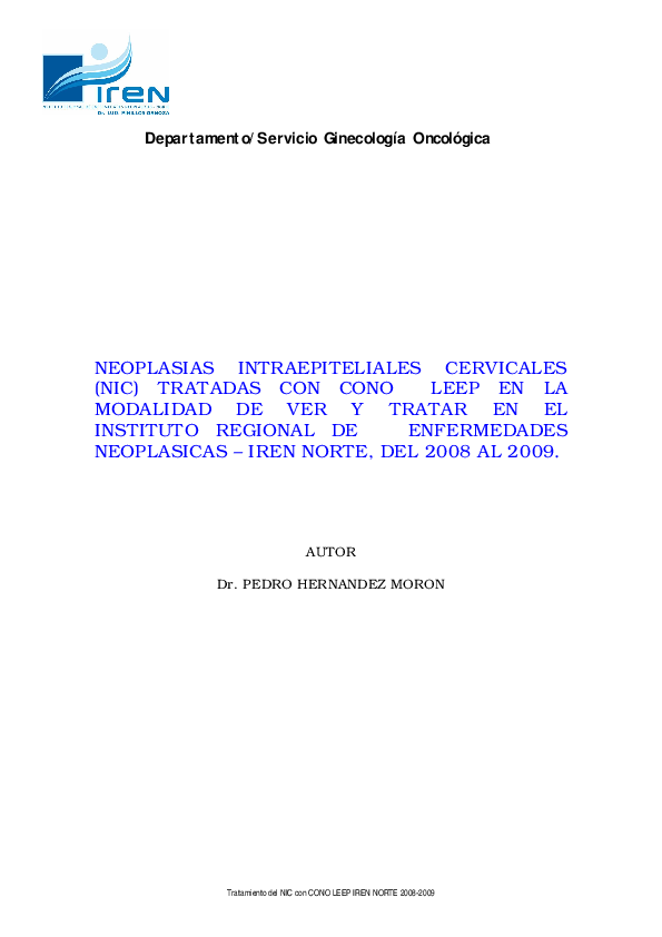 (PDF) Neoplasias intraepiteliales cervicales (NIC) tratadas con cono ...