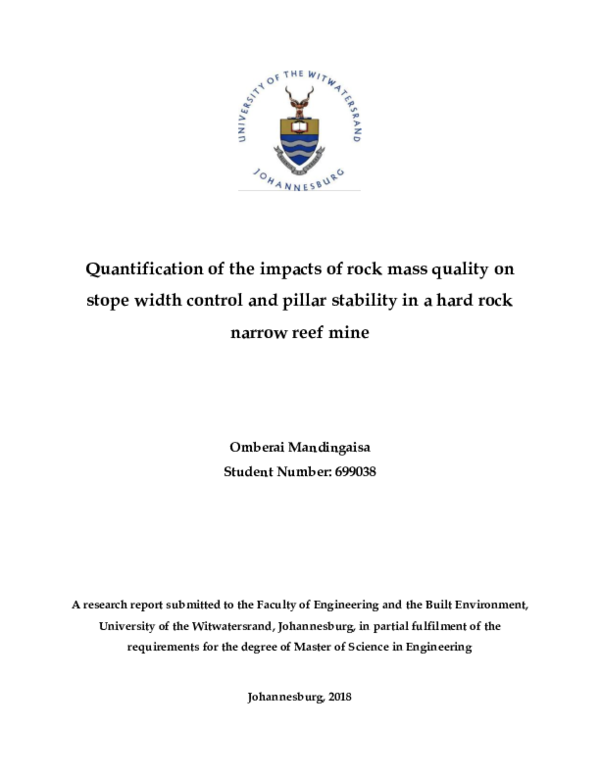 (PDF) Quantification of the impacts of rock mass quality on stope width ...