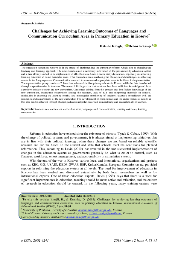 (PDF) Challenges for Achieving Learning Outcomes of Languages and ...