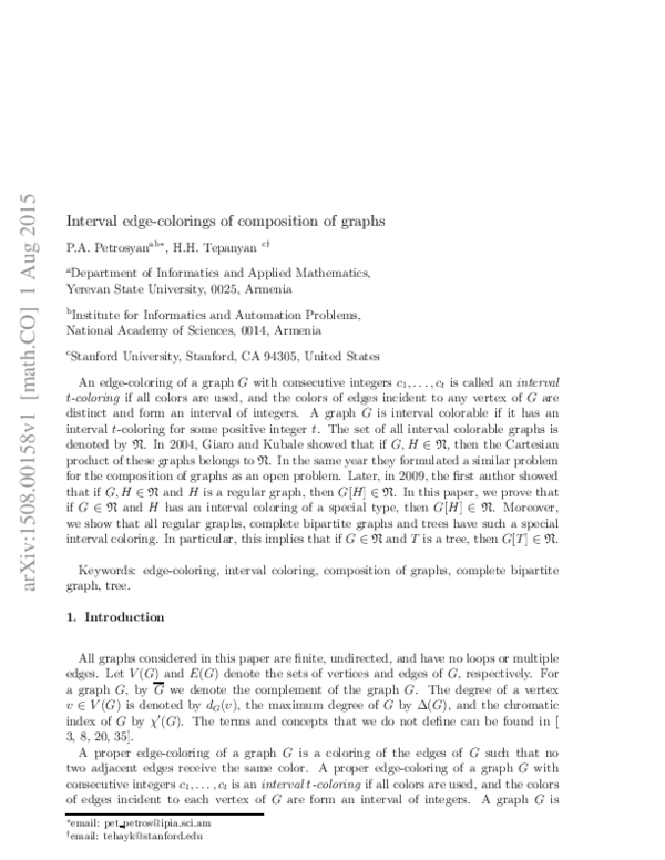 (PDF) Interval edge-colorings of composition of graphs (PDF) Interval edge-colorings of composition of graphs