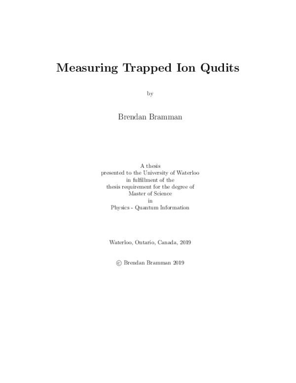 (PDF) Measuring Trapped Ion Qudits