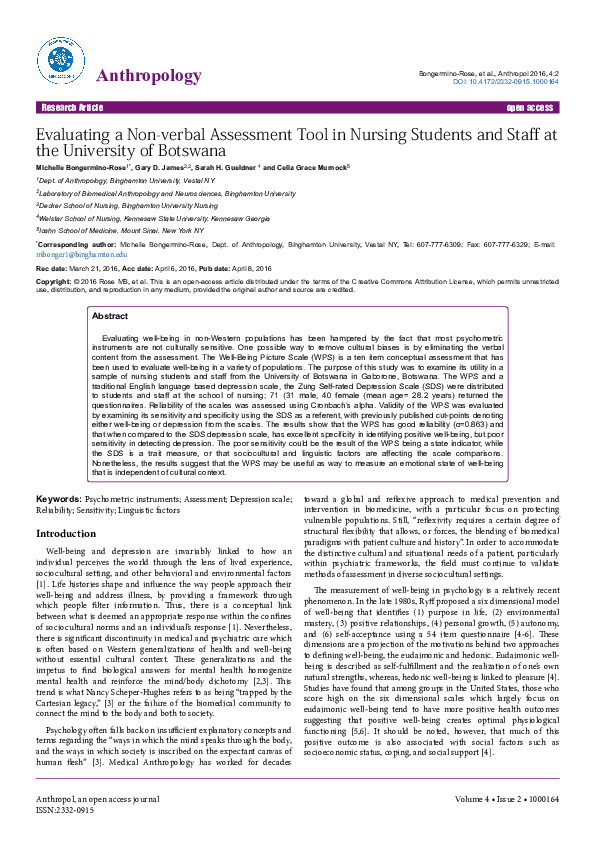 (PDF) Evaluating a Non-verbal Assessment Tool in Nursing Students and ...