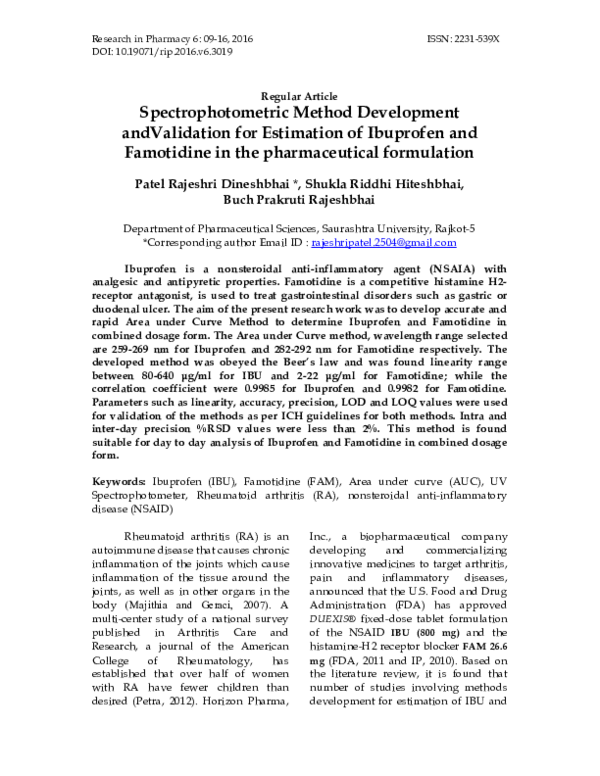 (PDF) Spectrophotometric Method Development and Validation for the Determination of ...