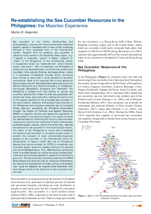 (PDF) Re-establishing the sea cucumber resources in the Philippines ...