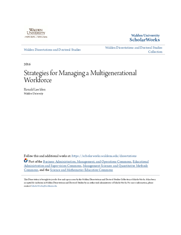 (PDF) Strategies for Managing a Multigenerational Workforce