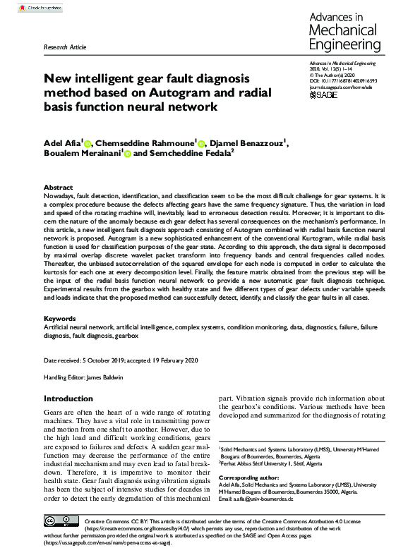 (PDF) New intelligent gear fault diagnosis method based on Autogram and ...