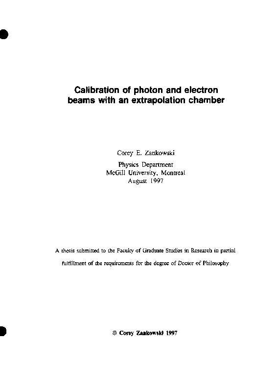 (PDF) Calibration of photon and electron beams with an extrapolation ...