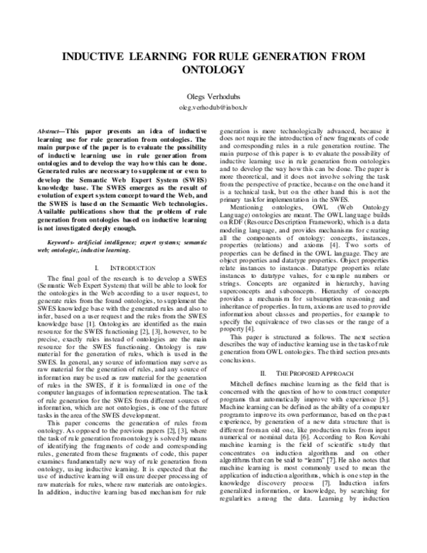 (PDF) Inductive Learning for Rule Generation from Ontology