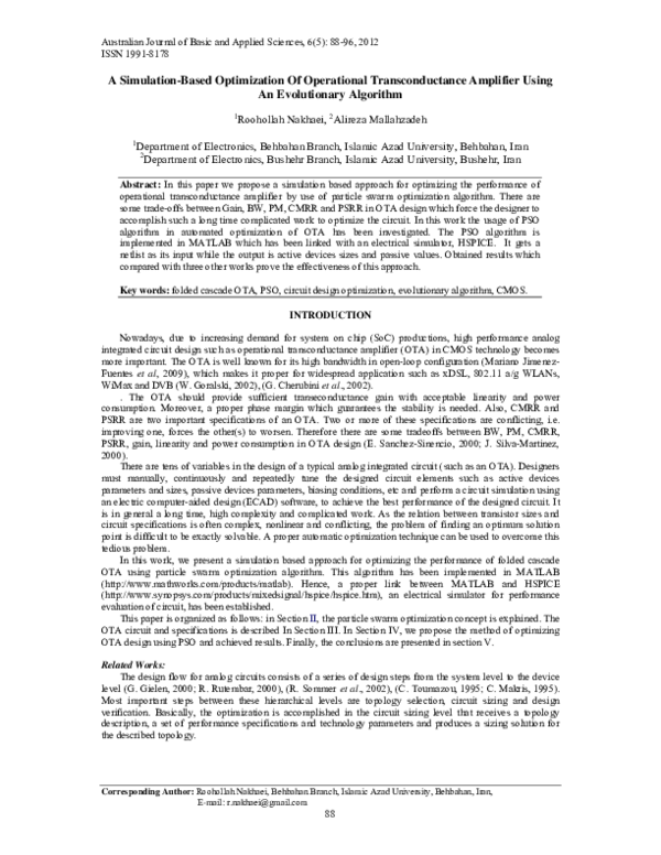 (PDF) A Simulation-Based Optimization Of Operational Transconductance Amplifier Using An ...