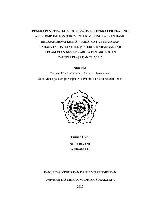 (PDF) Penerapan Strategi Cooperative Integrated Reading and Composition (Circ)
