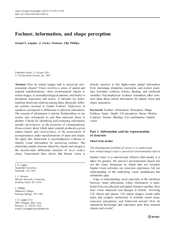 (PDF) Fechner, information, and shape perception