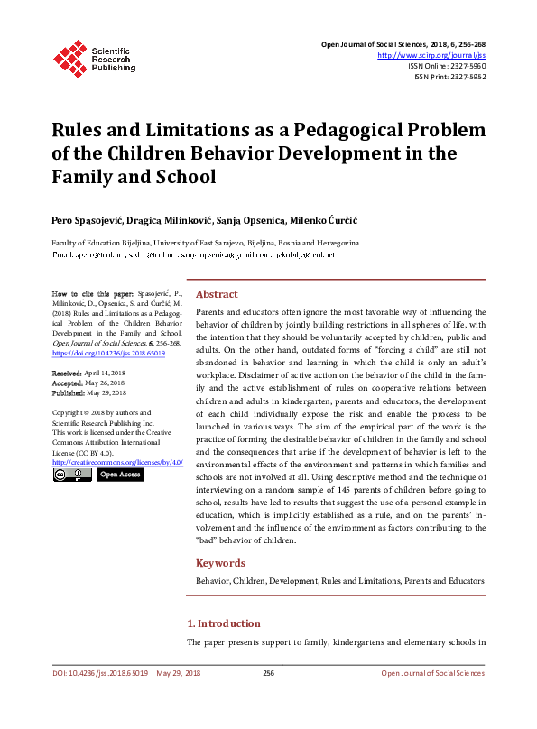 (PDF) Rules and Limitations as a Pedagogical Problem of the Children ...