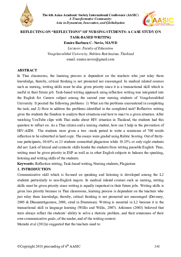 (PDF) Reflecting On “reflections” Of Nursing Students: A Case Study On ...