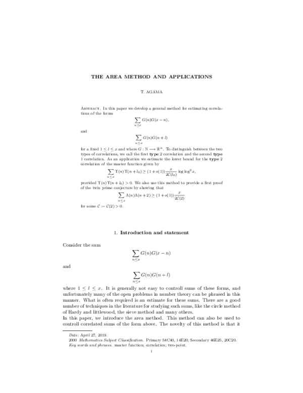 (PDF) The area method and applications