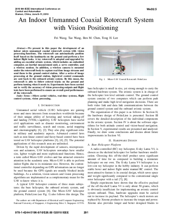 (PDF) An indoor unmanned coaxial rotorcraft system with vision positioning
