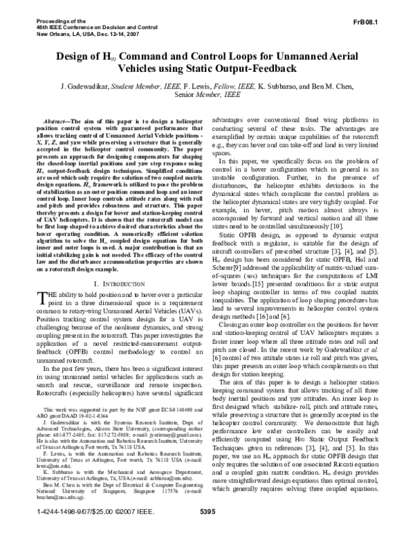 (PDF) Design of H∞ command and control loops for unmanned aerial ...