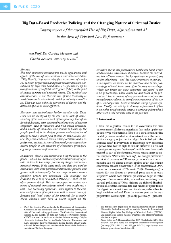(PDF) Big Data-Based Predictive Policing and the Changing Nature of ...