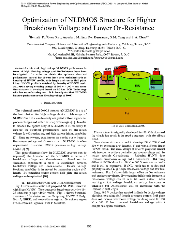 (PDF) Optimization of NLDMOS structure for higher breakdown voltage and ...