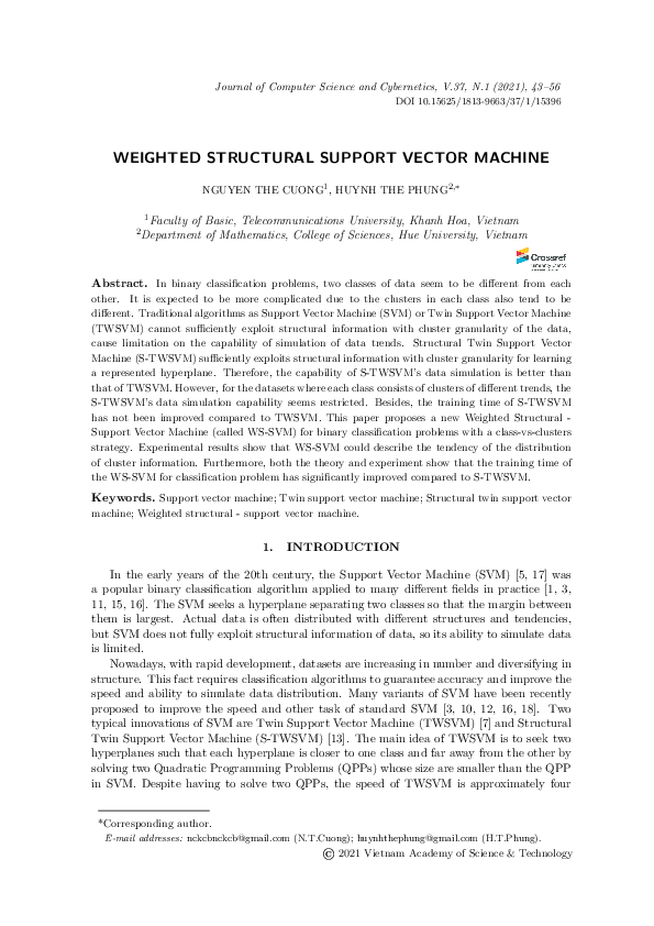 (PDF) Weighted Structural Support Vector Machine