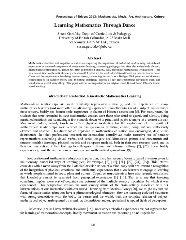 (PDF) Learning Mathematics Through Dance