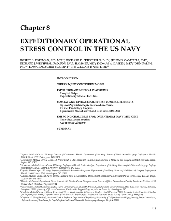 (PDF) Chapter 8 expeditionary operational stress Control in the us navy
