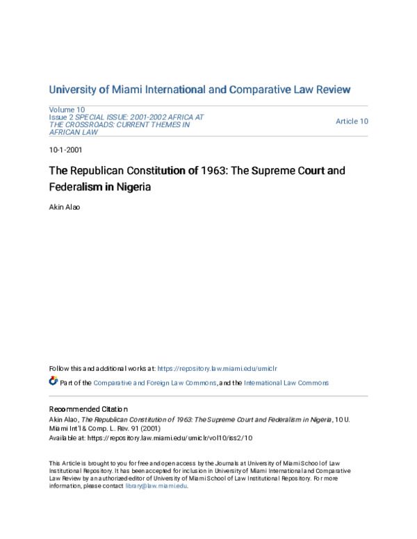 (PDF) The Republican Constitution of 1963: The Supreme Court and ...