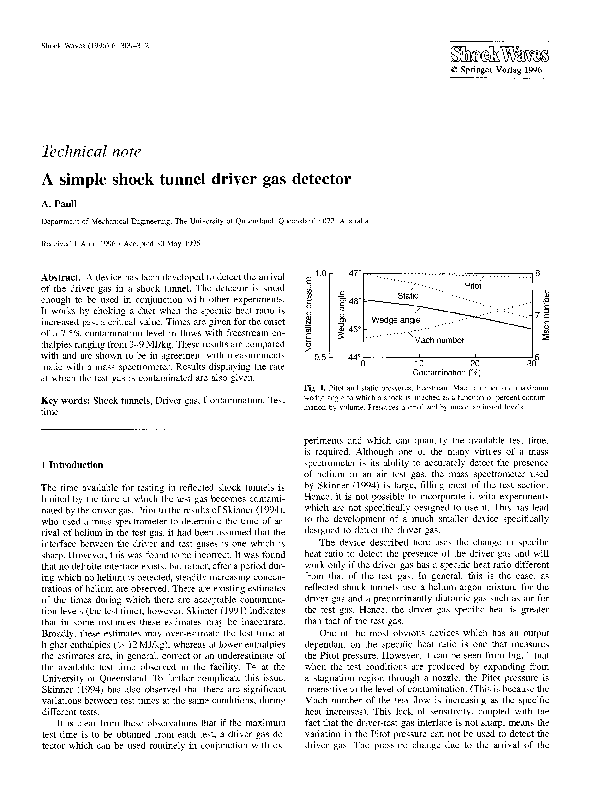 (PDF) A simple shock tunnel driver gas detector | Allan Paull ...