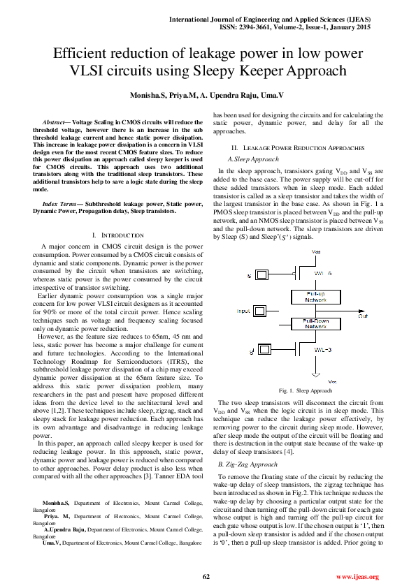 (PDF) Efficient reduction of leakage power in low power VLSI circuits using Sleepy Keeper Approach