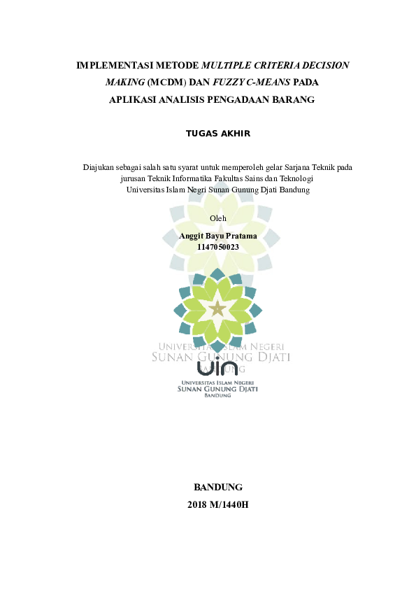 (PDF) Implementasi metode Multiple Criteria Decision Making (MCDM) dan fuzzy c-means pada ...