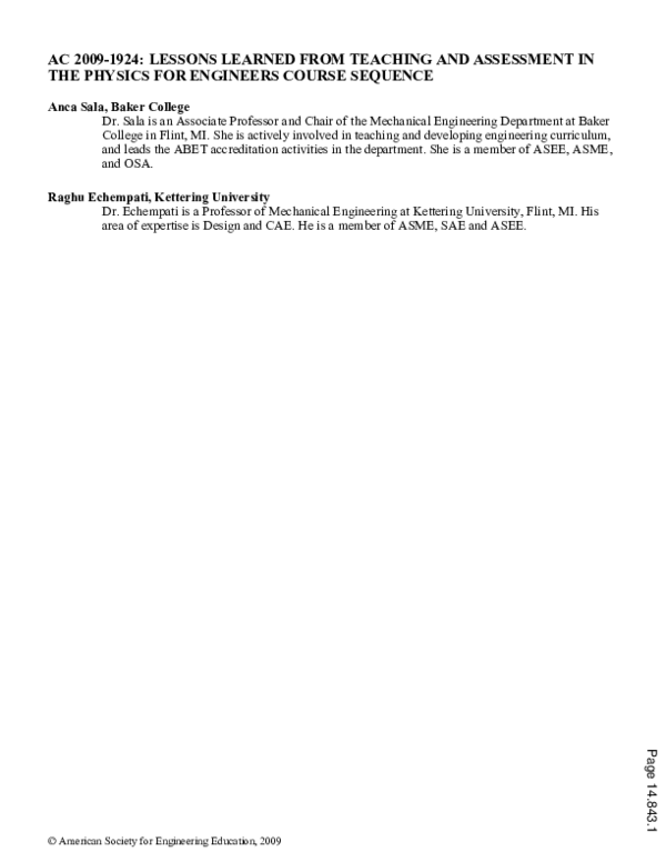 (PDF) Lessons Learned From Teaching And Assessment In The Physics For ...